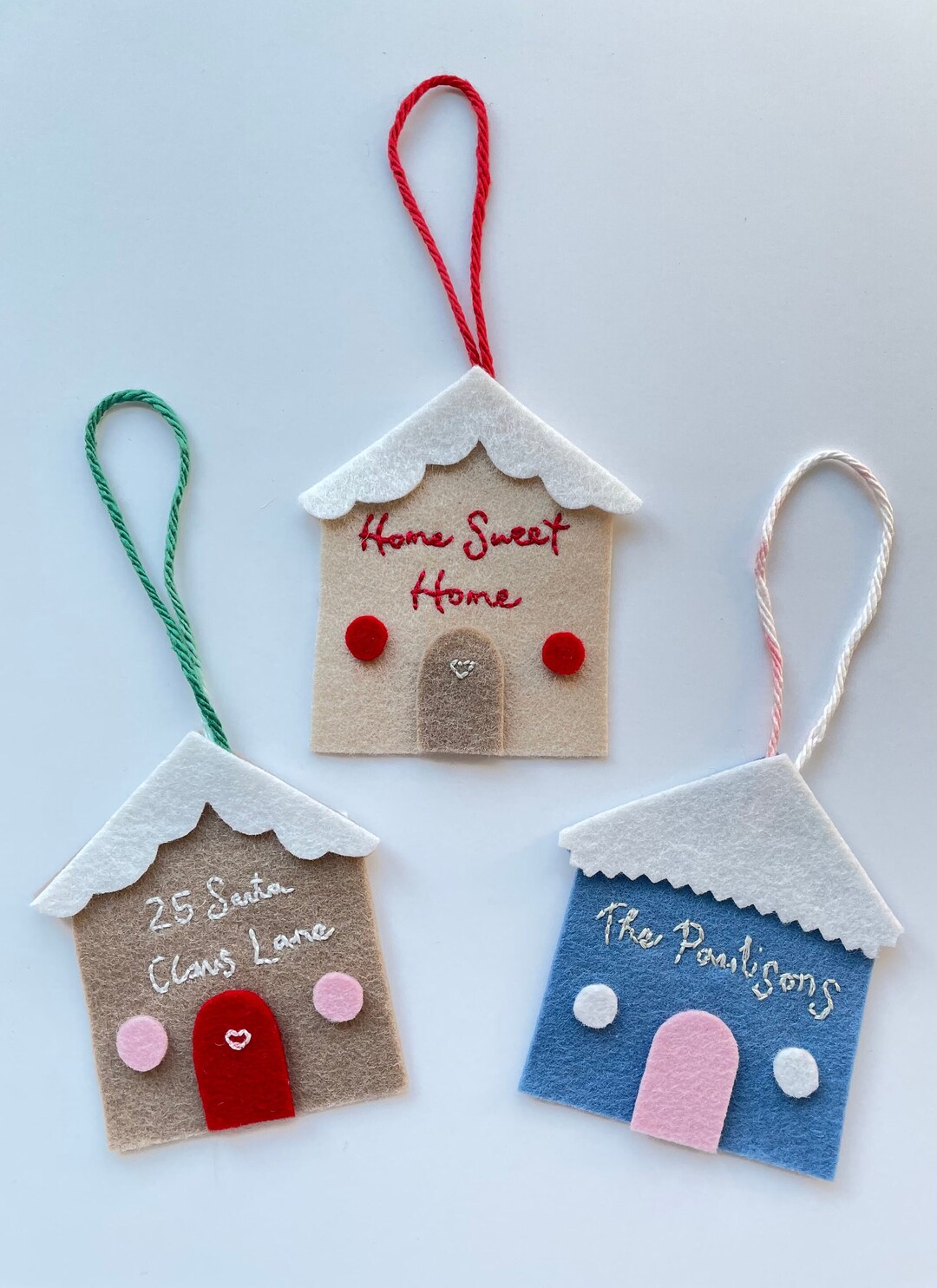 Custom Embroidered Gingerbread House Christmas Tree Ornaments, Handmade ...