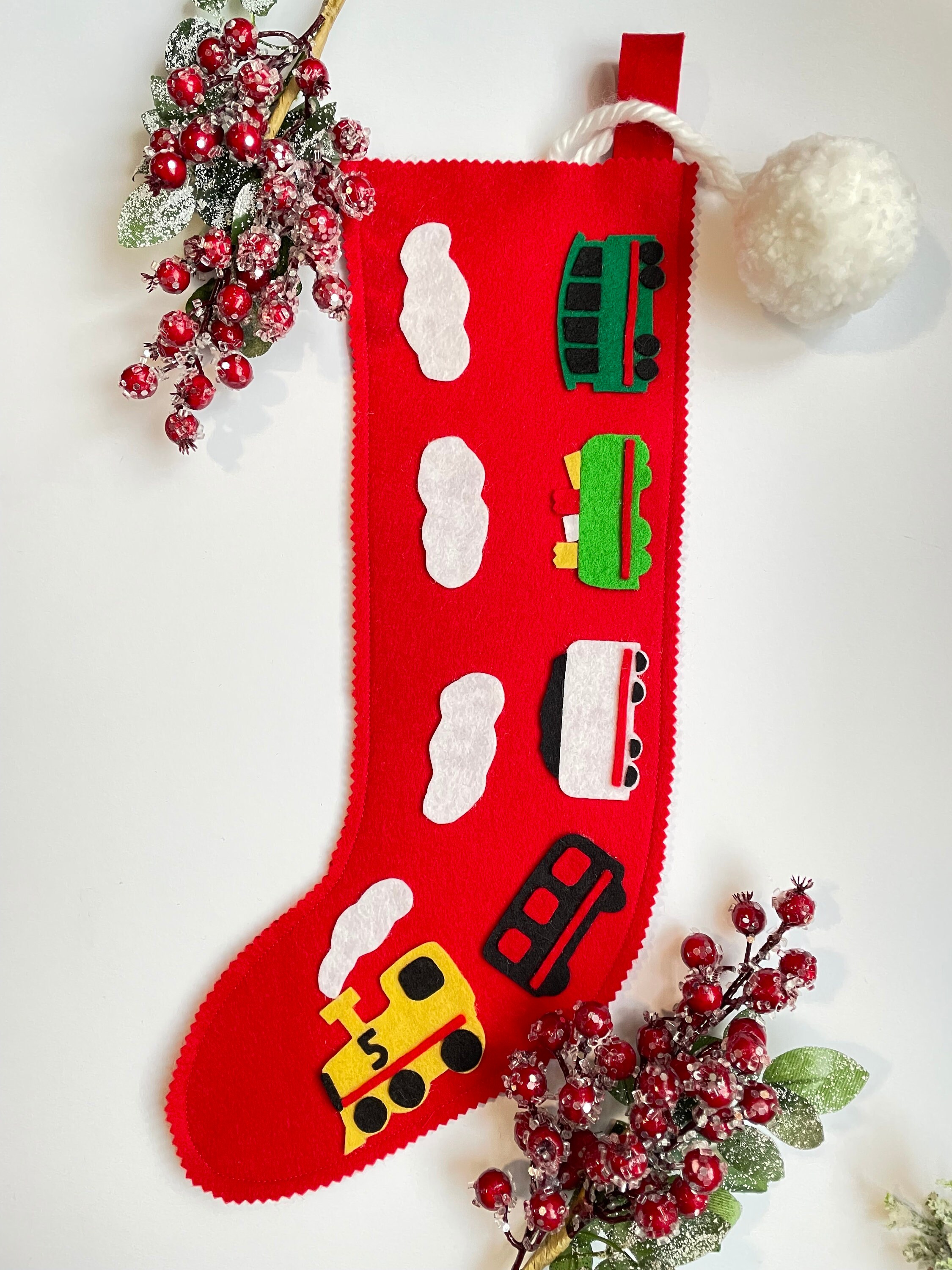 Children's Christmas Train Stocking, Custom Handmade 100% Wool Felt - Etsy