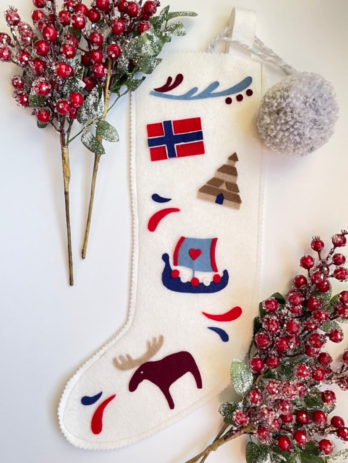 Norwegian Heritage Christmas Stocking, Norway Icons, Custom Handmade ...