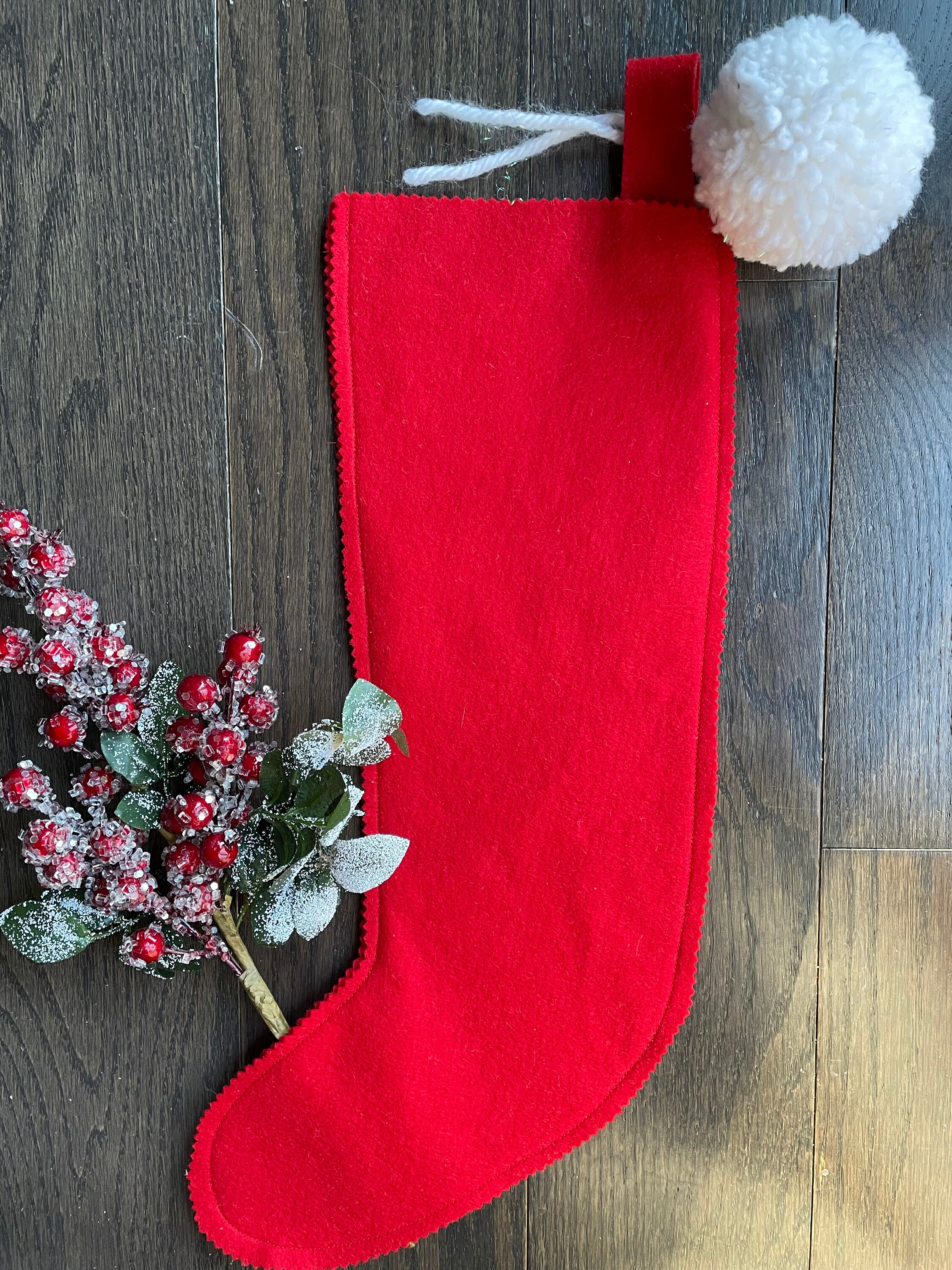 Custom Stocking, Christmas Bells and Winter Trees, Handmade 100% Wool ...