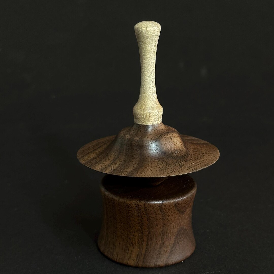 The Hand Turned Black Walnut Premium Spinning Top Toy With Stand - Etsy