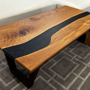Waterfall White Oak River Table With the Walnut Leg (solid Wood Table ...