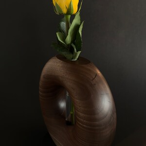 Walnut Donut Vase With Glass Insert - Etsy