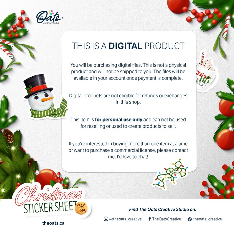 Printable Christmas Sticker Sheet Print and Cut Sticker - Etsy