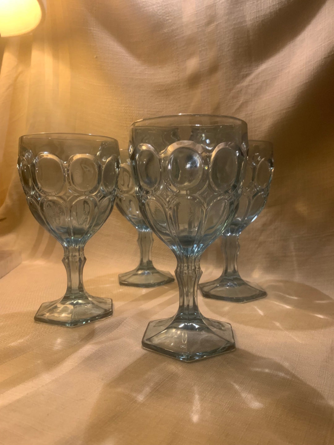 Set of Four Vintage Fostoria Moonstone Goblets Glasses - Etsy