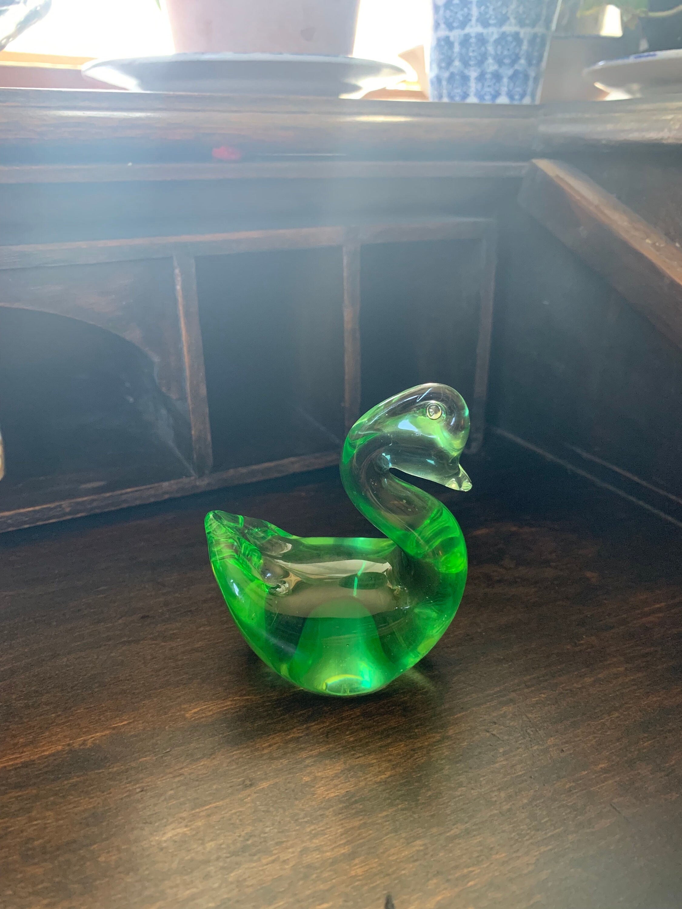 Vintage Green Glass Swan Murano Style Paperweight - Etsy