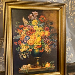 Vintage Gold Framed Print of Flower Arrangement - Etsy