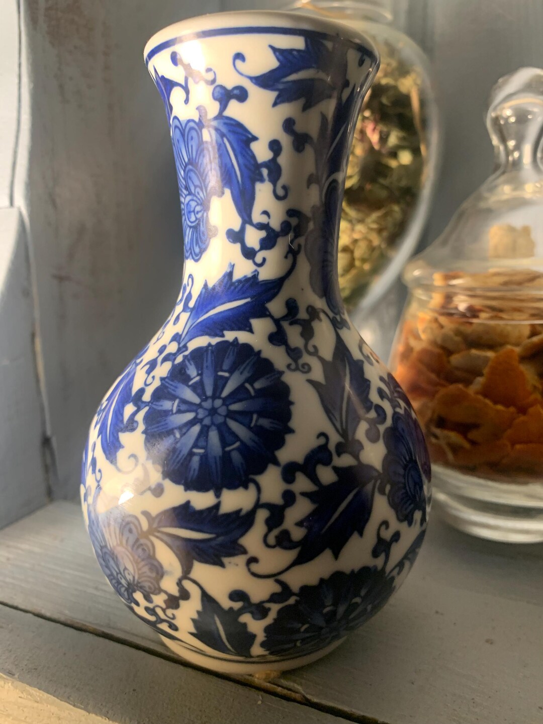 Vintage Blue and White Bombay Company Chinoiserie Vase - Etsy