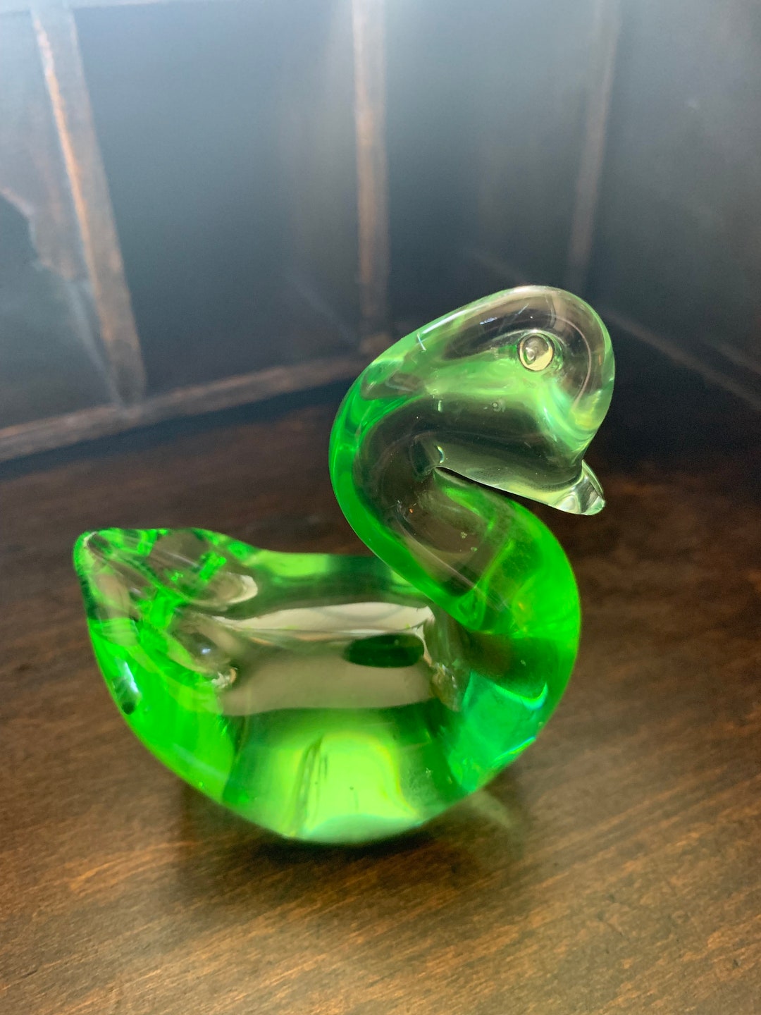 Vintage Green Glass Swan Murano Style Paperweight - Etsy
