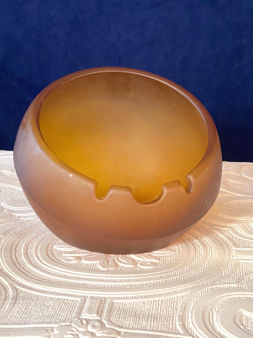 5" Large MCM Vintage Amber Glass Orb Ashtray/ Catch-all Dish - Etsy
