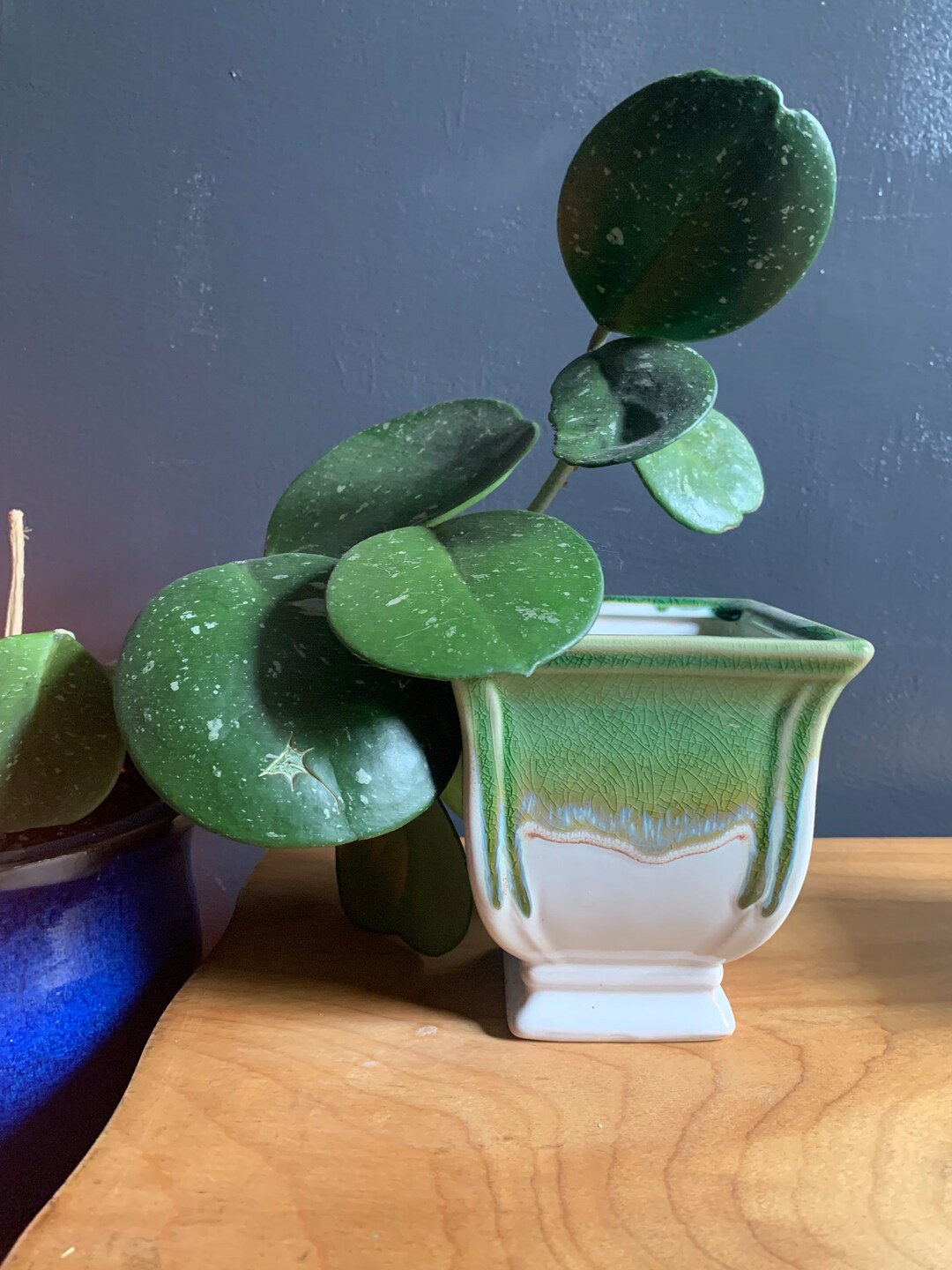 MCM Green Drip Pottery Planter Vase - Etsy