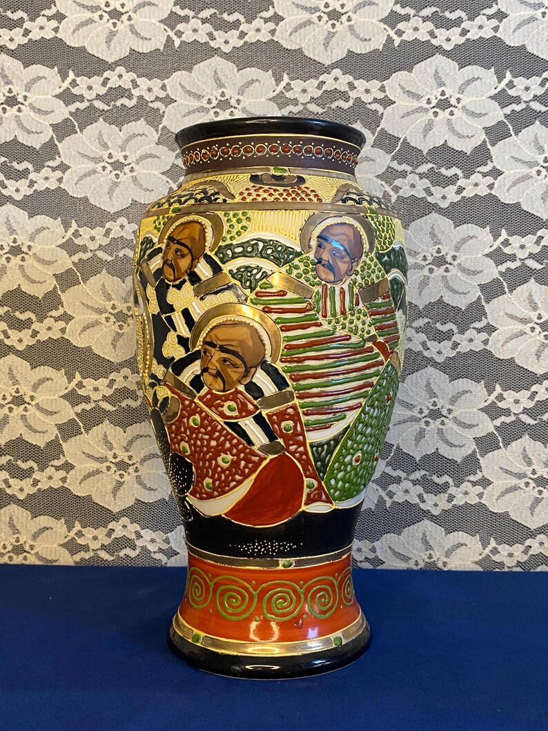10" Vintage Japanese Satsuma Geisha Porcelain Vase - Etsy