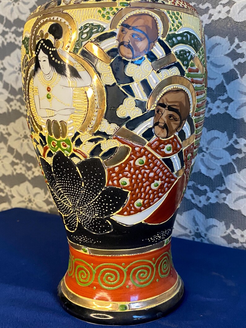 10" Vintage Japanese Satsuma Geisha Porcelain Vase - Etsy