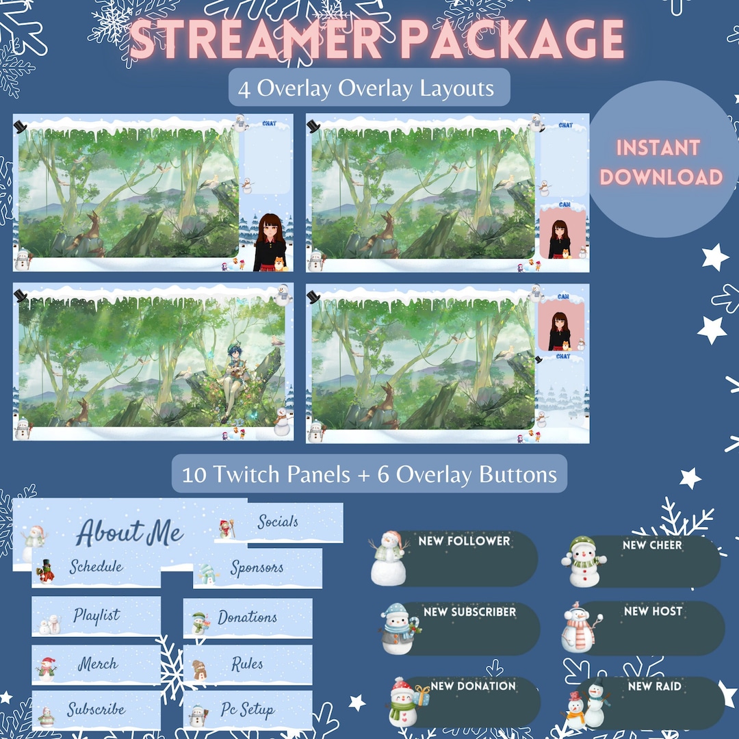 Streamer Package Snowman Twitch Youtube Live Stream Gamer Starting Soon ...