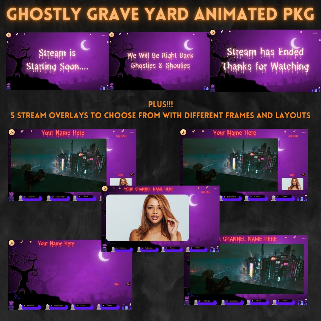 Ghostly Graveyard Animated Overlay Set Streamer Package Custom ...