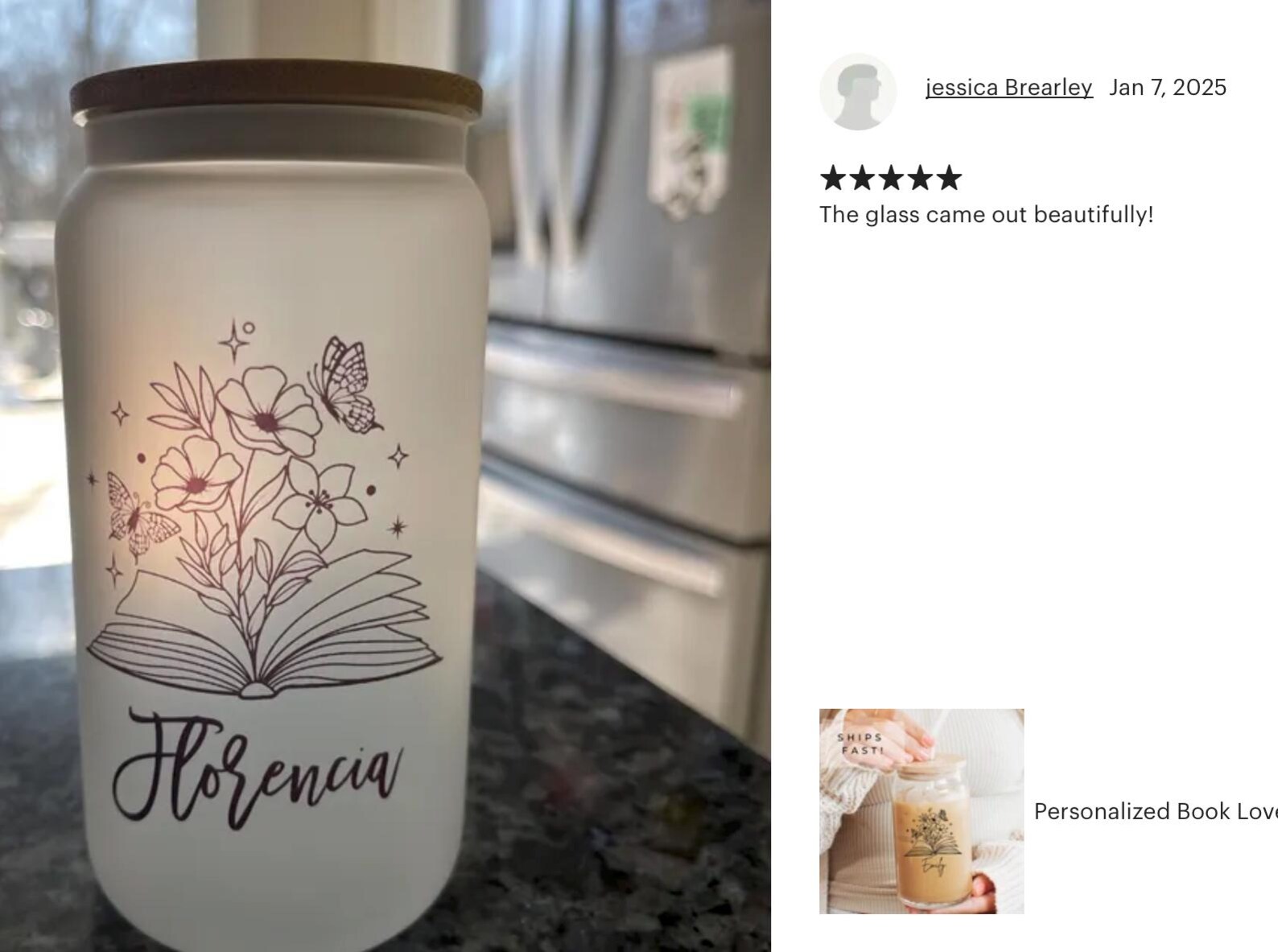 Personalized Book Lover Cute Book Gift Glass Cup With Lid Gift Iced ...