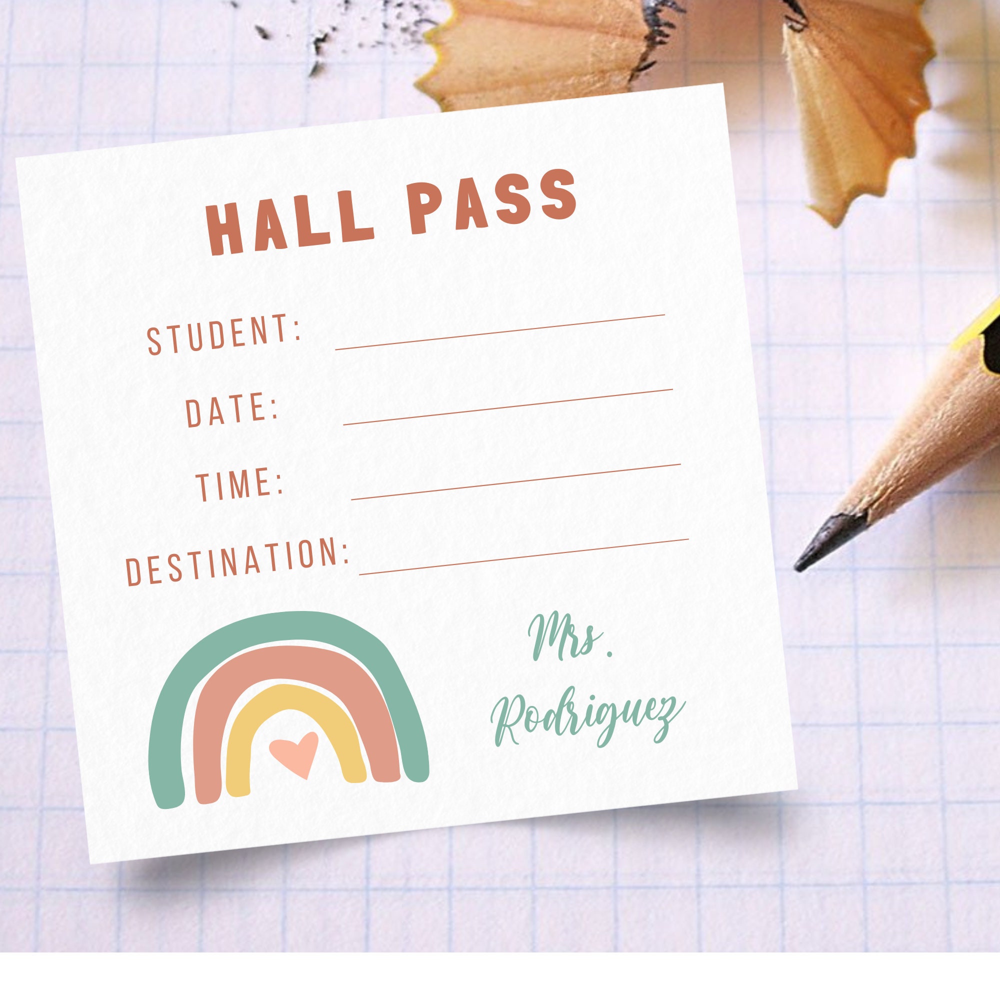 Personalized Teacher Hall Pass, Note Pads, Custom Stationary, Classroom ...