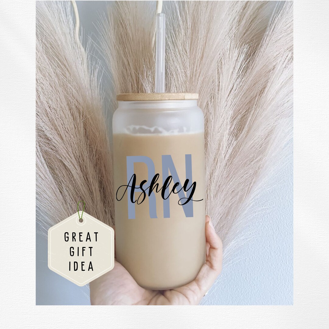 Acronym and Name Nurse Tumbler Iced Coffee Glass Bulk Nurse Gift Custom ...