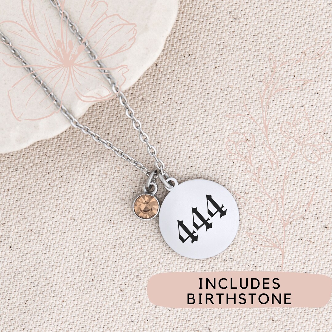 444 Necklace, Angel Pendant Number, Gold Number Necklace, Old English ...