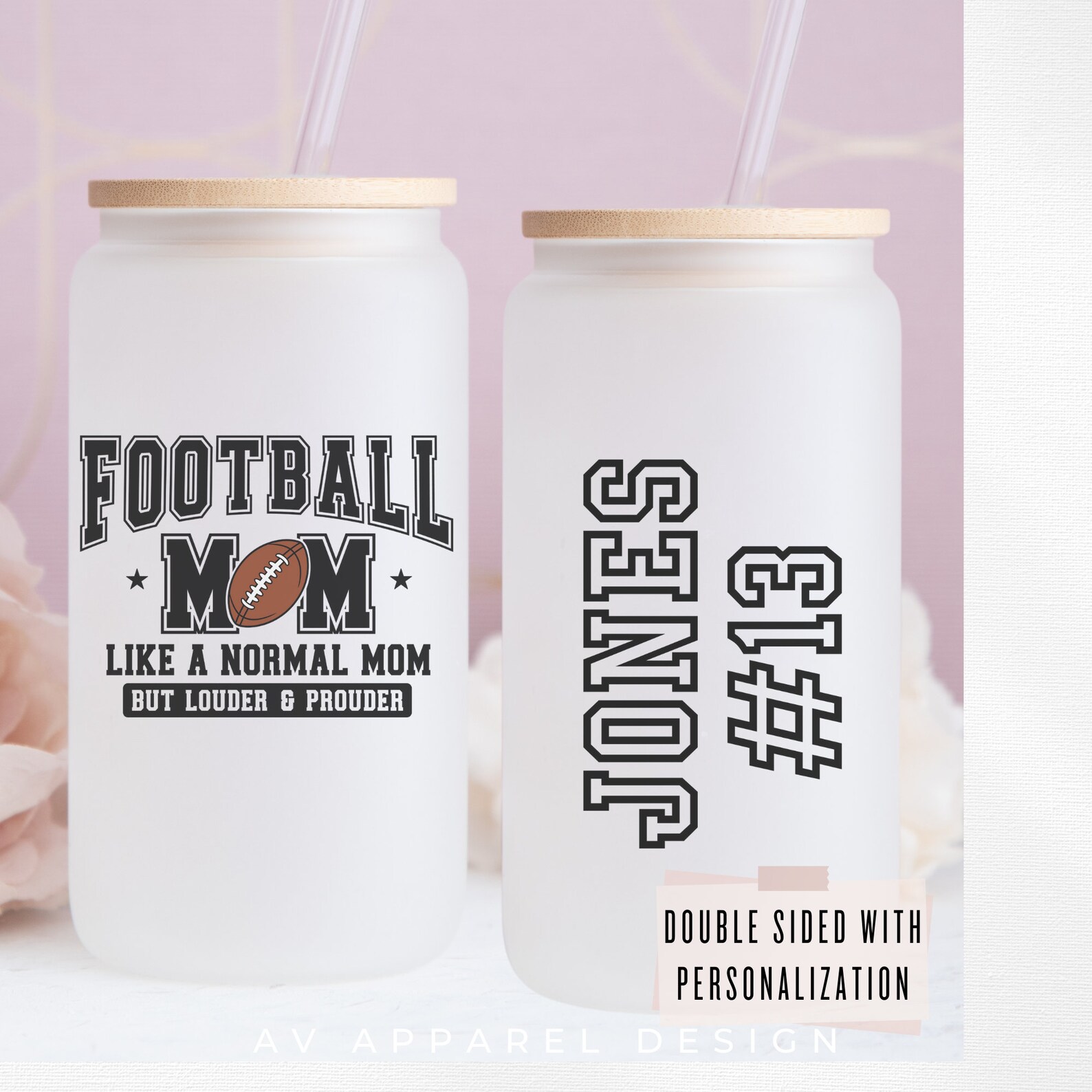 Football Mama Frosted Glass Coffee Cup Iced Coffee Cup Glass Tumbler ...