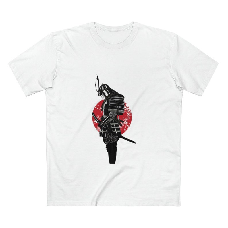 Japanese Samurai T-shirt - White Tee With Black Samurai & Red Circle ...