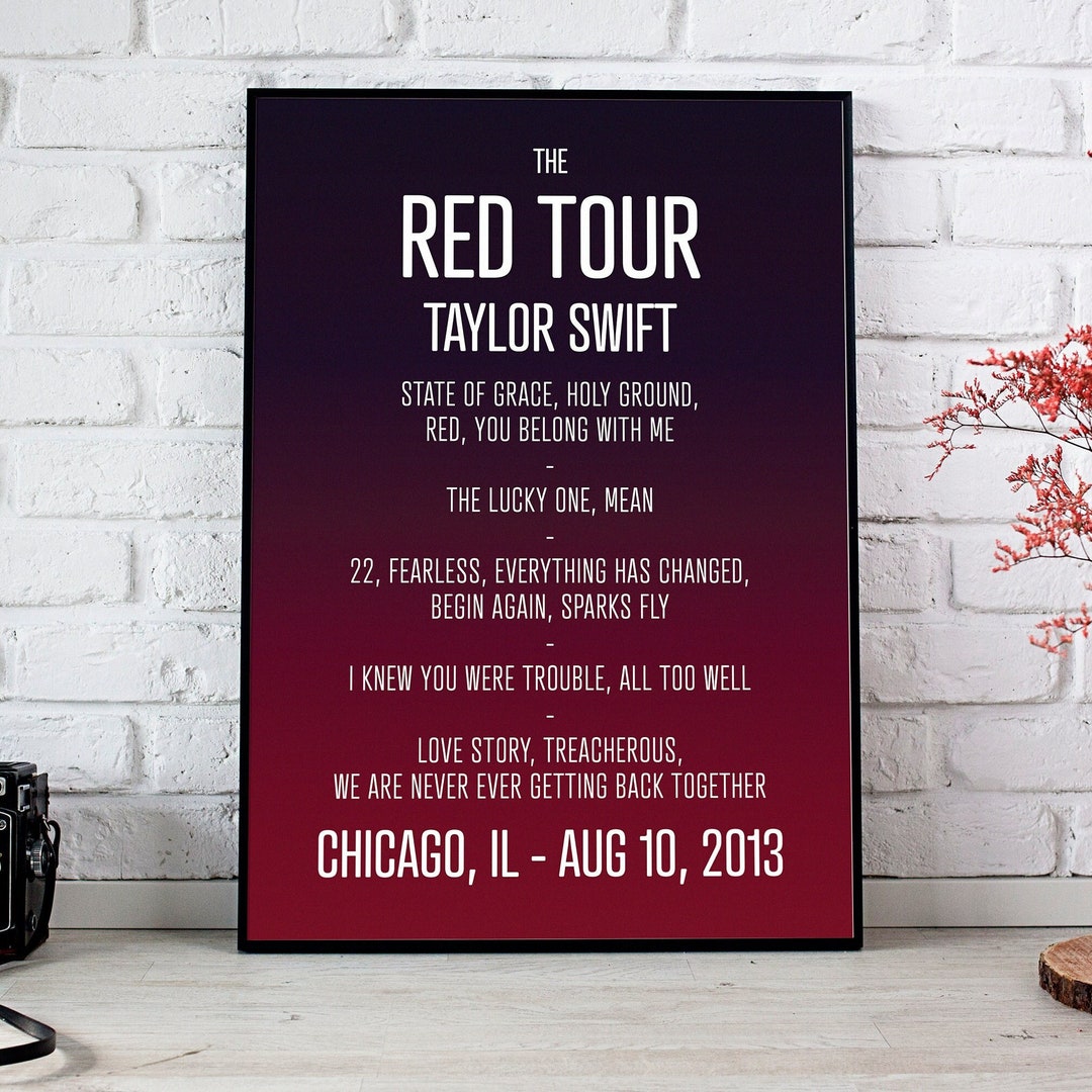 Custom Taylor Swift Red Tour Setlist Poster, Digital Print, Wall Art ...