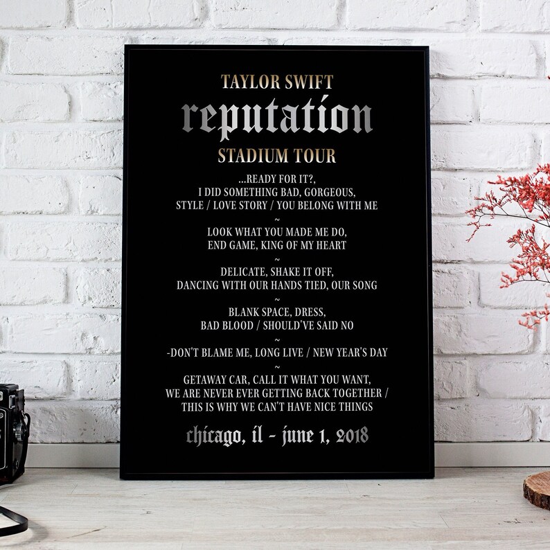 Custom Taylor Swift Reputation Stadium World Tour Setlist Poster ...