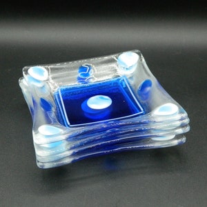 Fused Glass Appetizer Plates, Candleholder, Trinket Dishes Set of 4 - Etsy