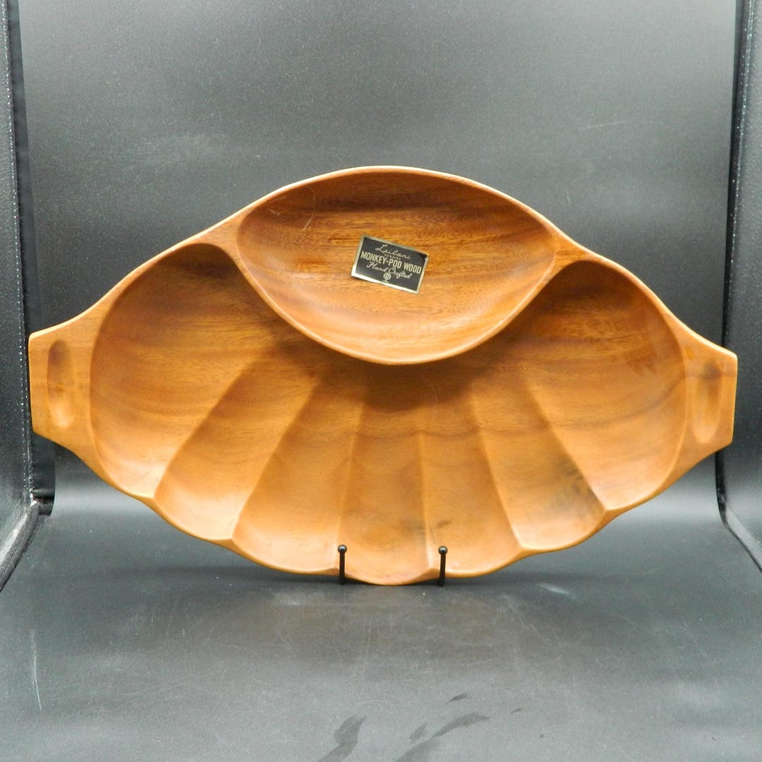 Leilani Monkey-pod Wood Handcrafted Clamshell Bowl, Made in Philippines ...