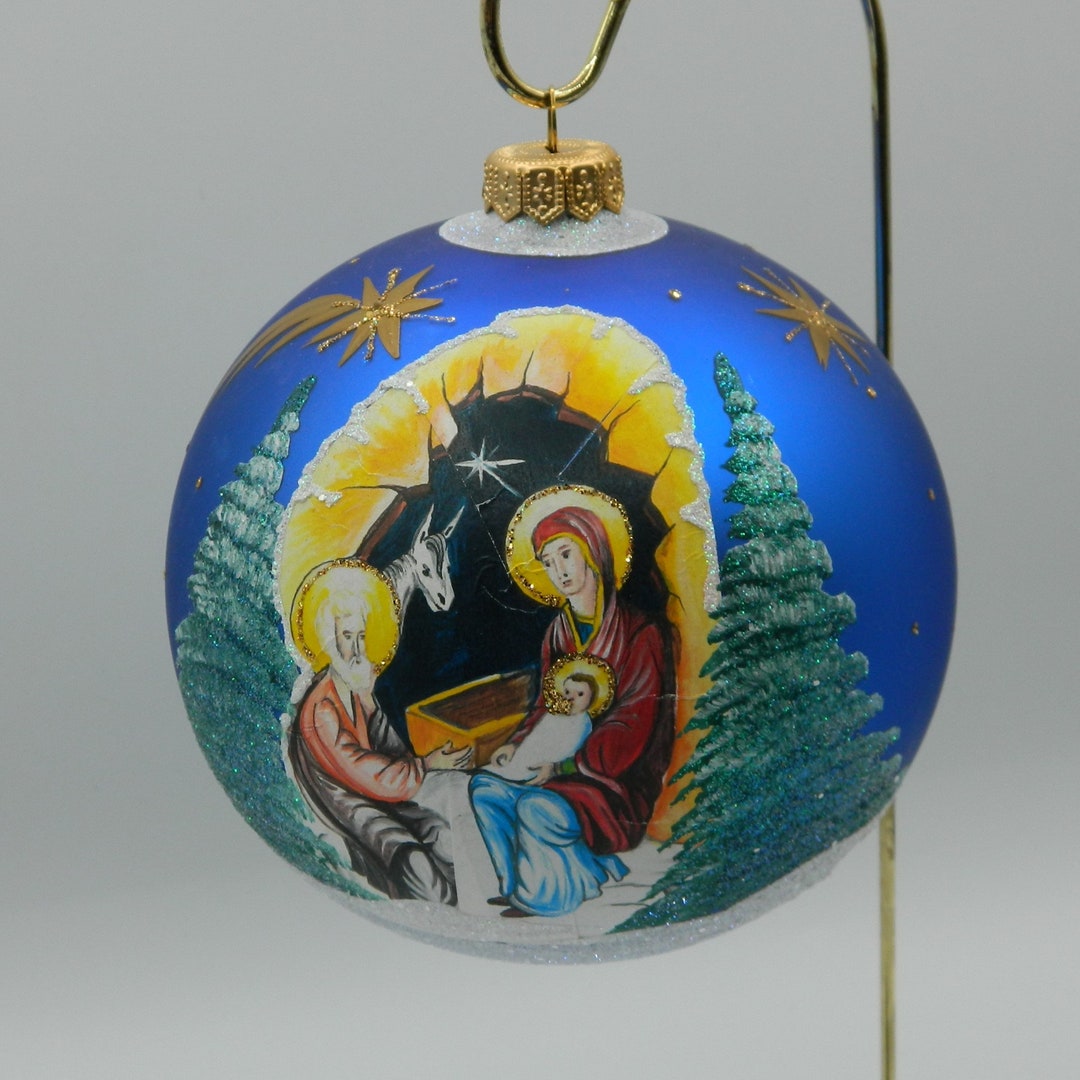 Vitbis Holy Family Christmas Glass XL Ornament, Poland 6"h - Etsy