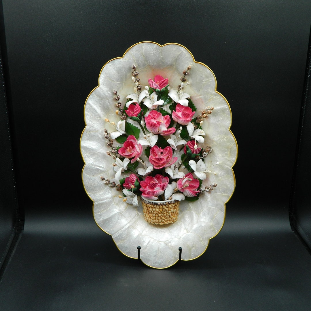 Shell Floral Wall Hanging on Capiz Shell Background - Etsy