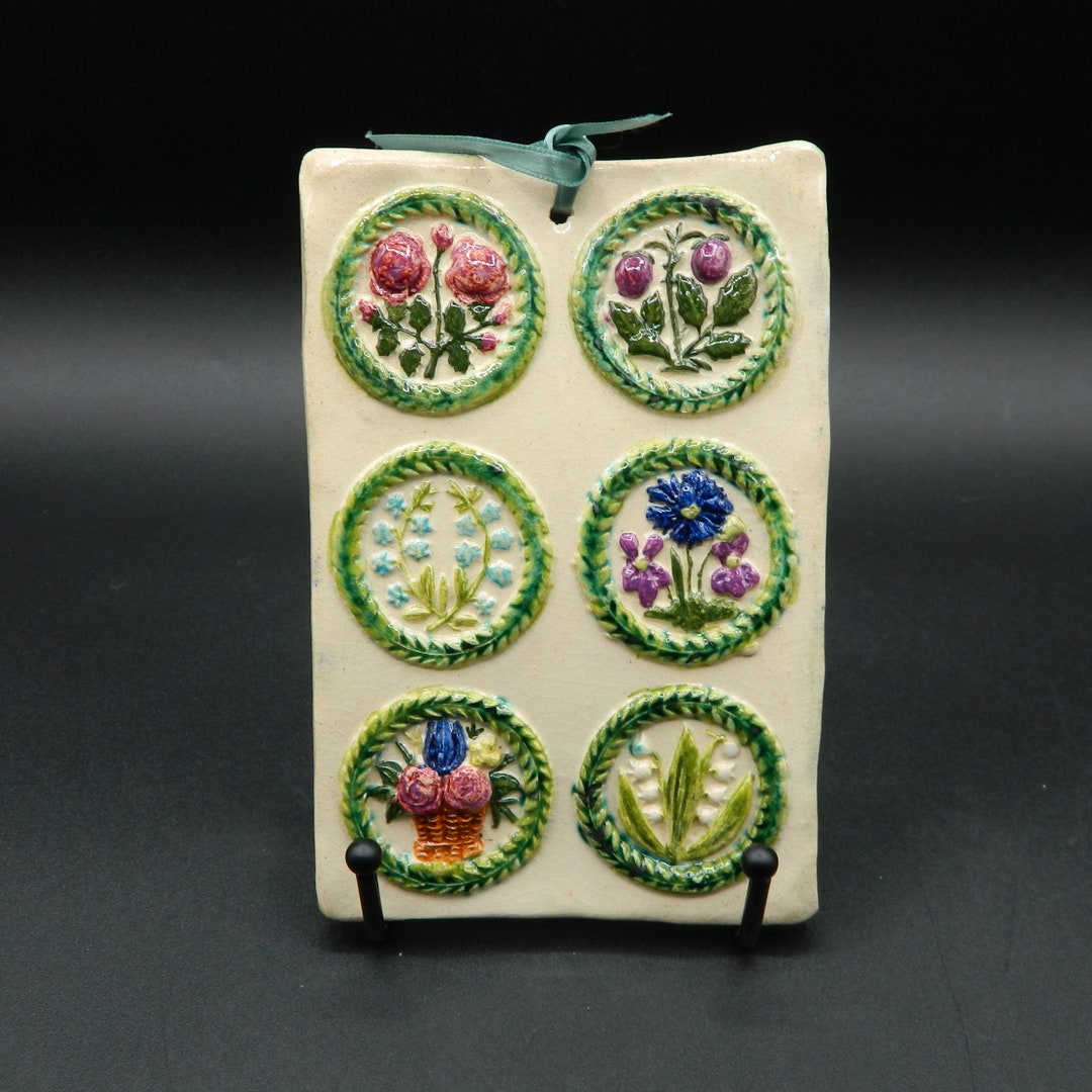 Losel Majolica Ceramic Floral Medallion Wall Plaque 6h - Etsy