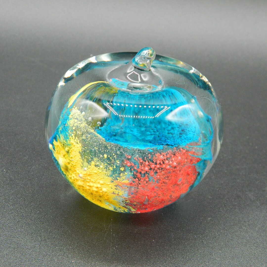 Paperweight Apple With Blue, Red and Yellow Swirl - Etsy