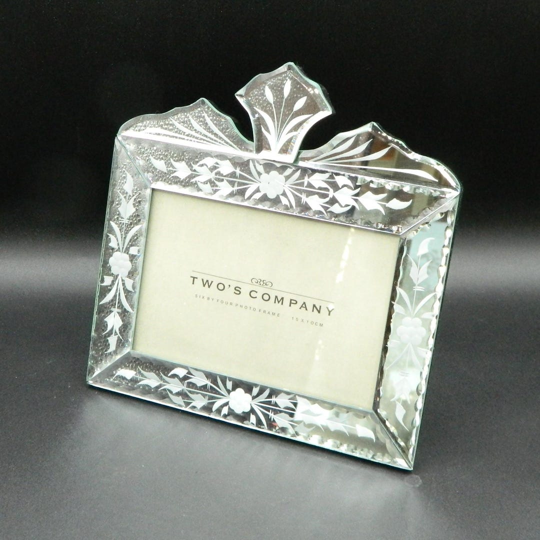 Mirrored Venetian Glass Etched Floral Photo Frame From Two's Company ...
