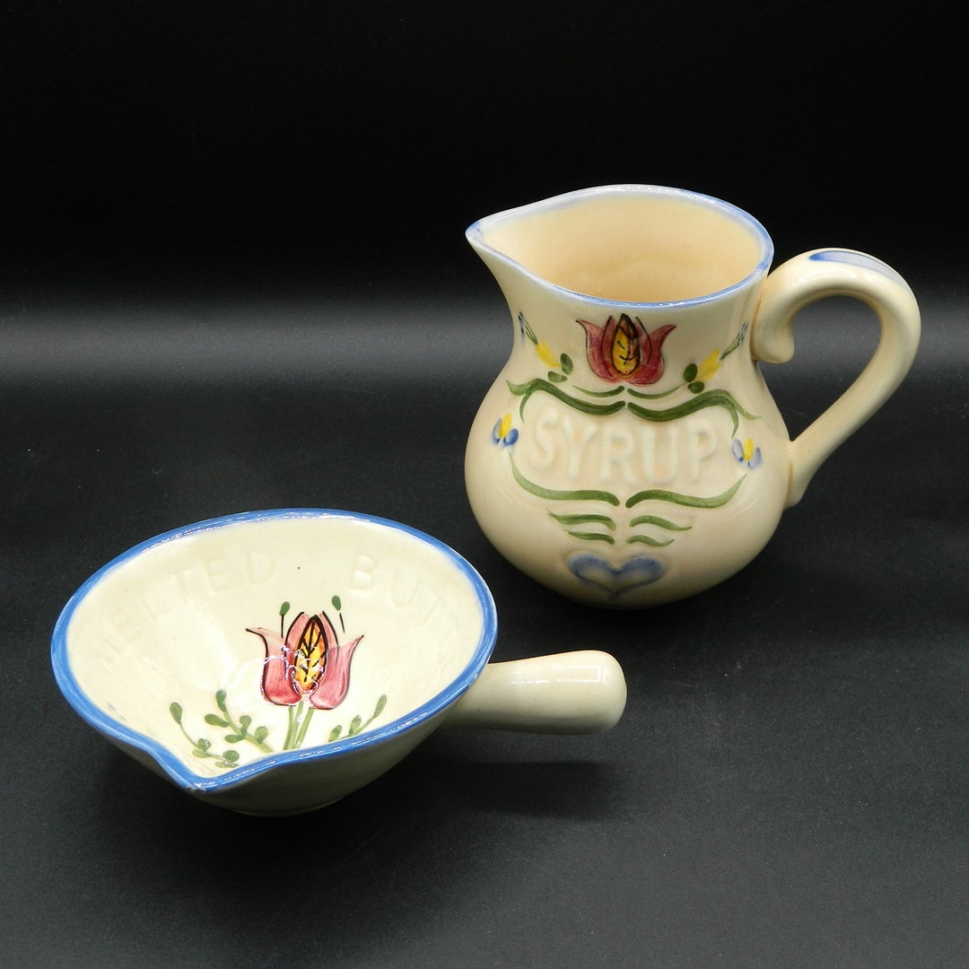 Syrup Pitcher & Melted Butter Bowl Vintage Ceramic Set - Etsy