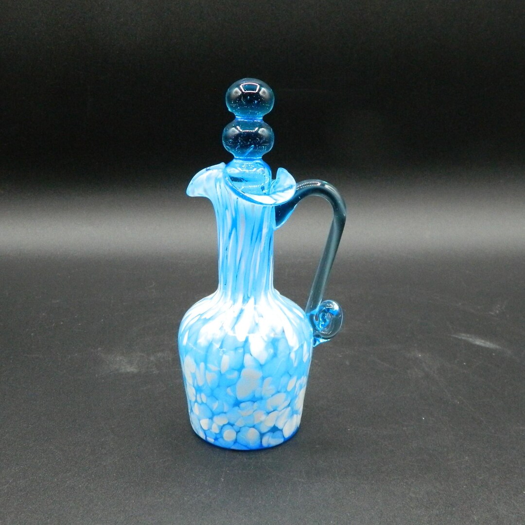 Rainbow Art Glass Cruet Blue & White Spatter 6"h - Etsy