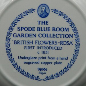 Spode Blue Room Garden Collection British Flowers Rosa Plate, Made in ...