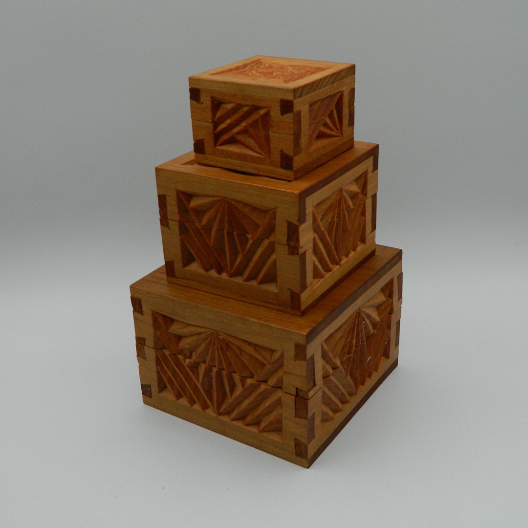 Celtic Star Hand-carved Nesting Boxes Set of 3 - Etsy