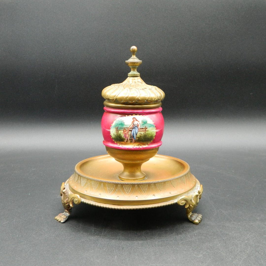 Antique Inkwell Porcelain and Brass French Design, Ca. 1800's - Etsy
