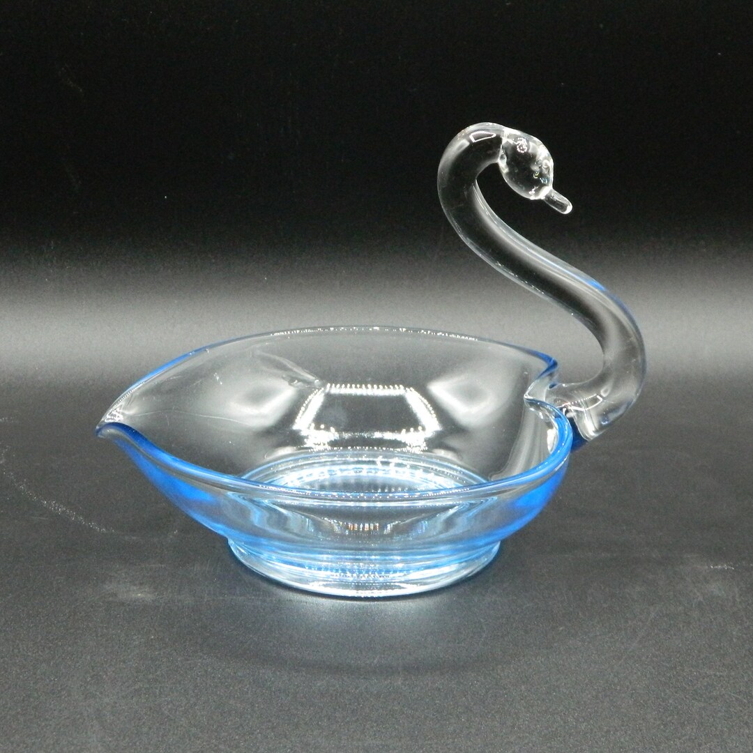 Duncan Miller Swan Light Blue and Clear Glass 5"h - Etsy
