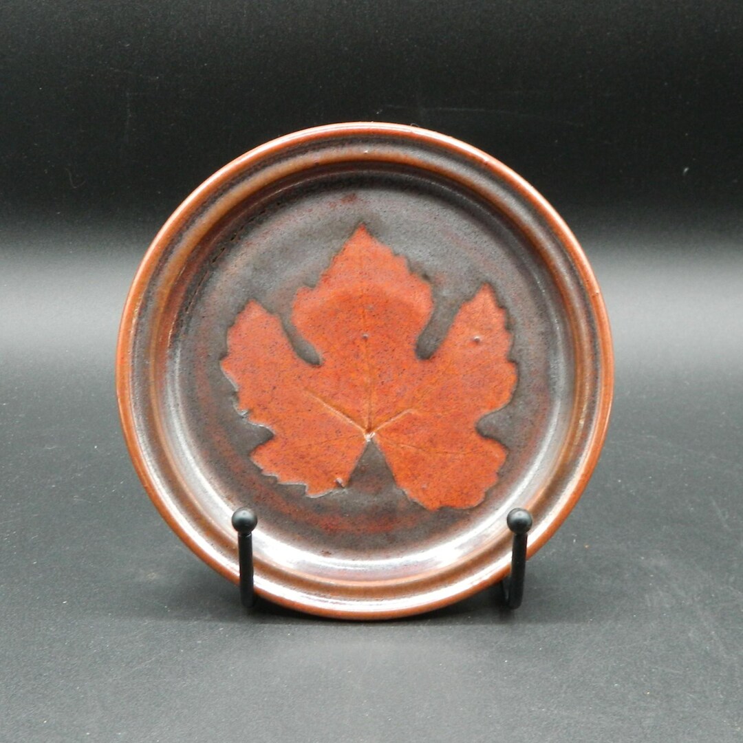 Studio Art Pottery Redware Grape Leaf Wine Coaster Signed PZ 73 - Etsy