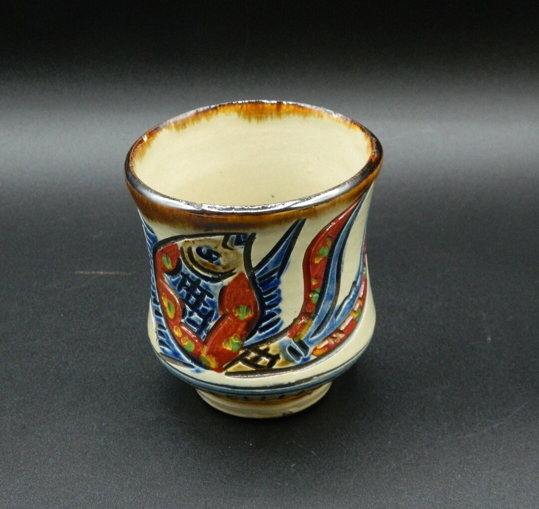 Art Pottery Fish Cup Handcrafted and Painted Signed - Etsy