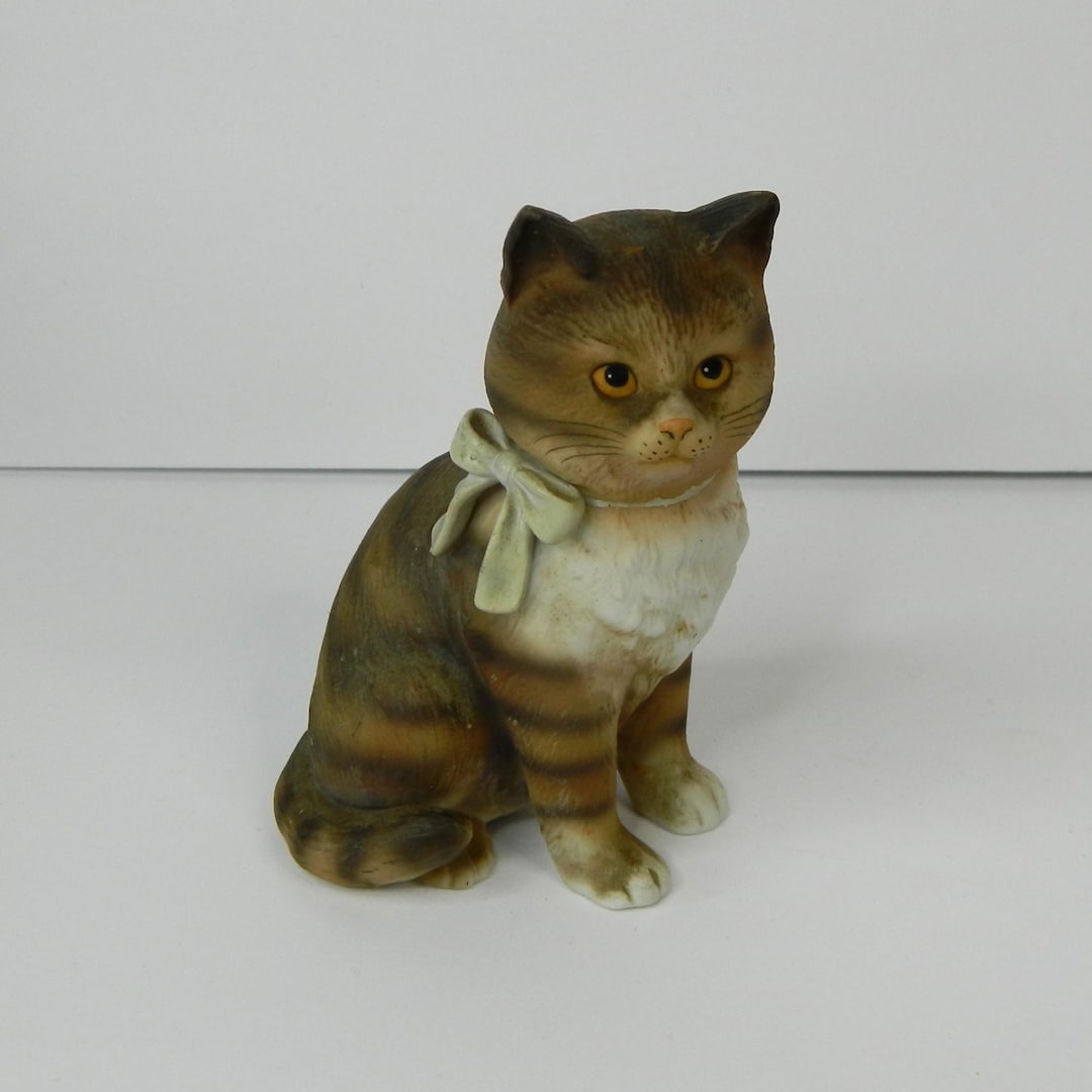 Gordon Fraser Schmid Vintage Tabby Cat With Bow Figurine, Ca. 1984 - Etsy