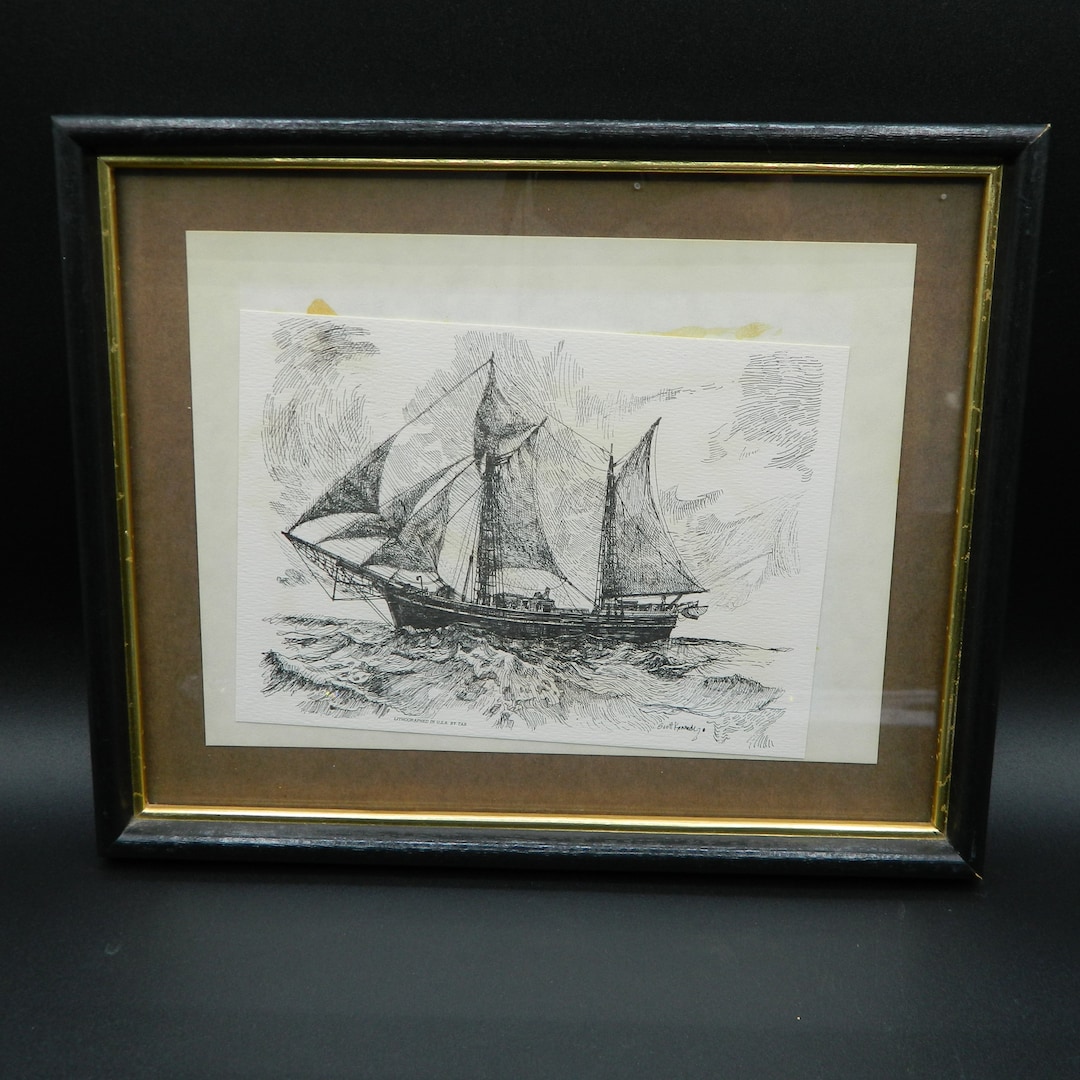 Scott Kennedy Tall Ship Pen & Ink Lithograph - Etsy