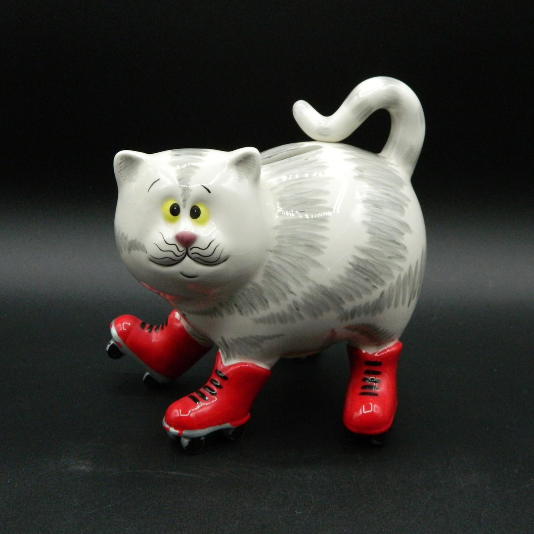 Cat on Roller Skates Bank From Fitz & Floyd - Etsy