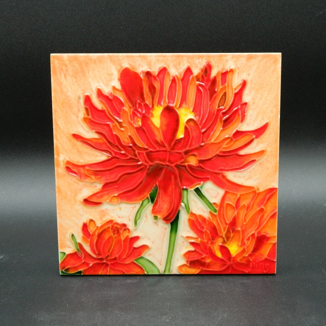 Ping Floral Mum Ceramic Tile With Easel Back - Etsy