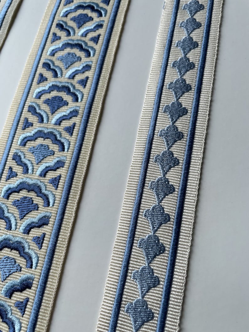 Blue Embroidery Trim Geometric Pattern Trim Curtain Trim - Etsy