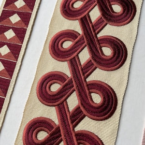 Red Embroidered Cotton Trim, Curtain Trim, Throw Pillow Trim ...