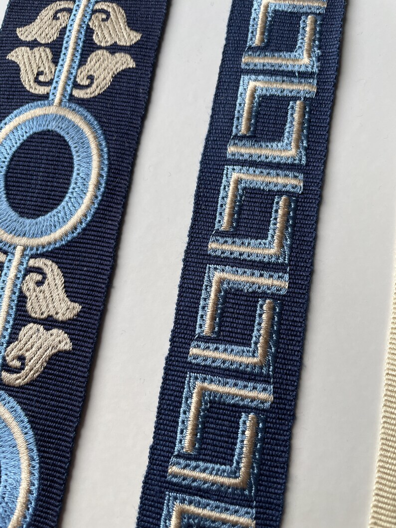 Blue Embroidery Trim Geometric Pattern Trim Curtain Trim - Etsy