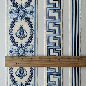 Blue Embroidery Trim, Curtain Trim, Decorative Fabric Band, Bee Trim ...